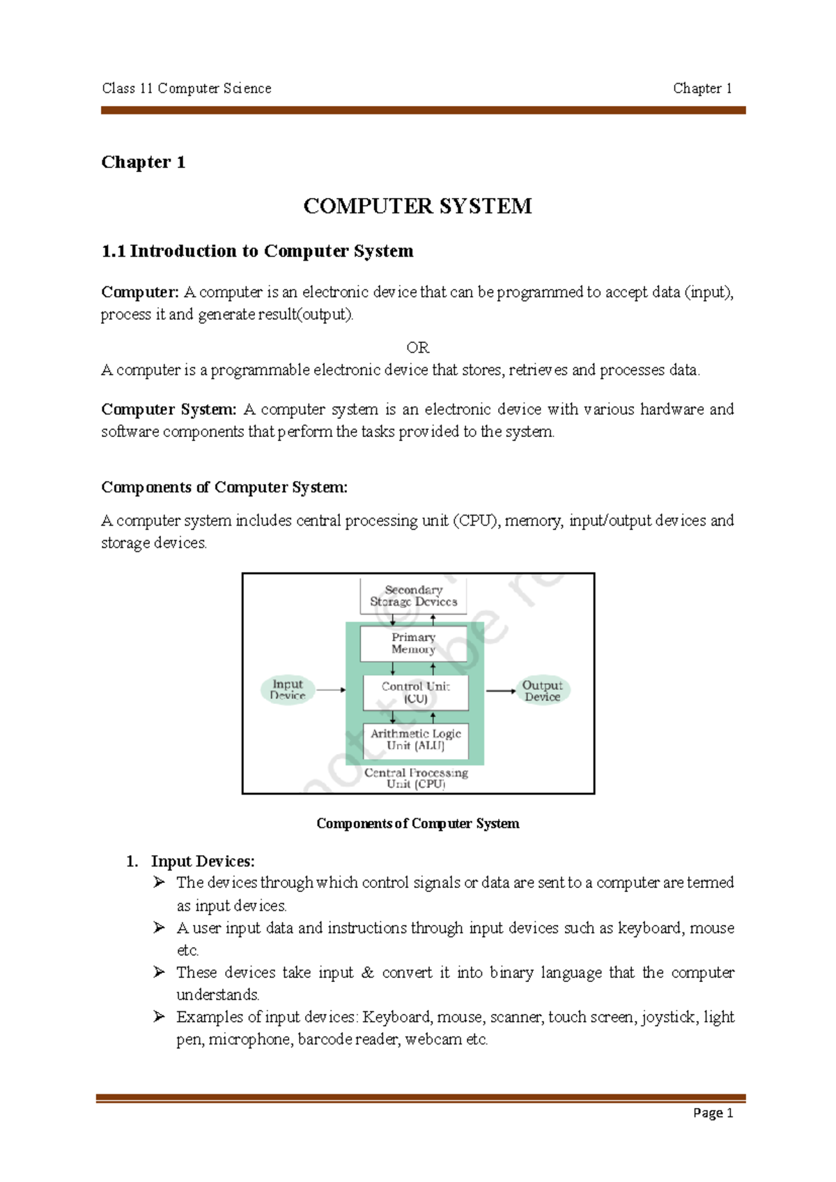 Chap-1: Introduction to Computer System and Its Components - Studocu