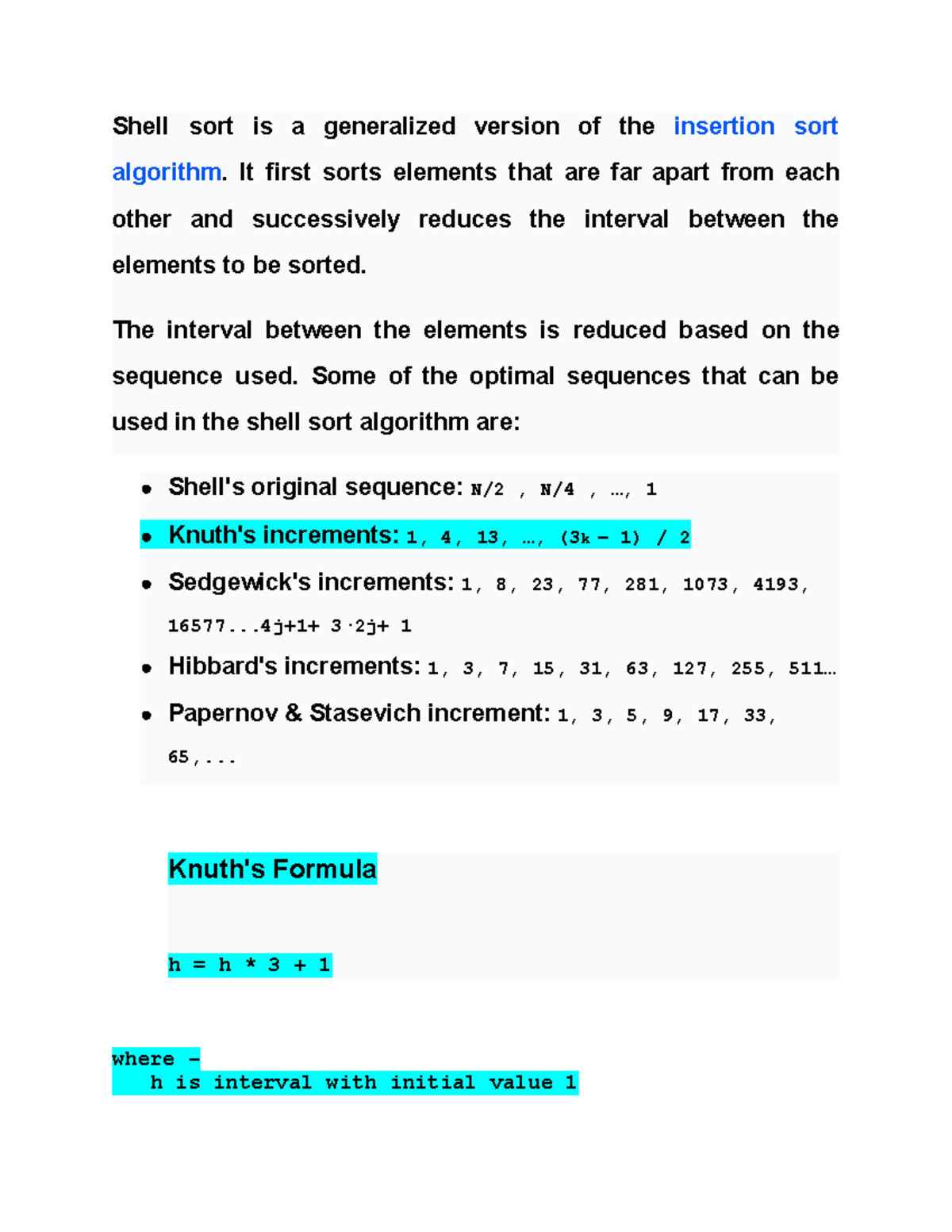 Data Structures Notes: Understanding Shell Sort Algorithm - Studocu