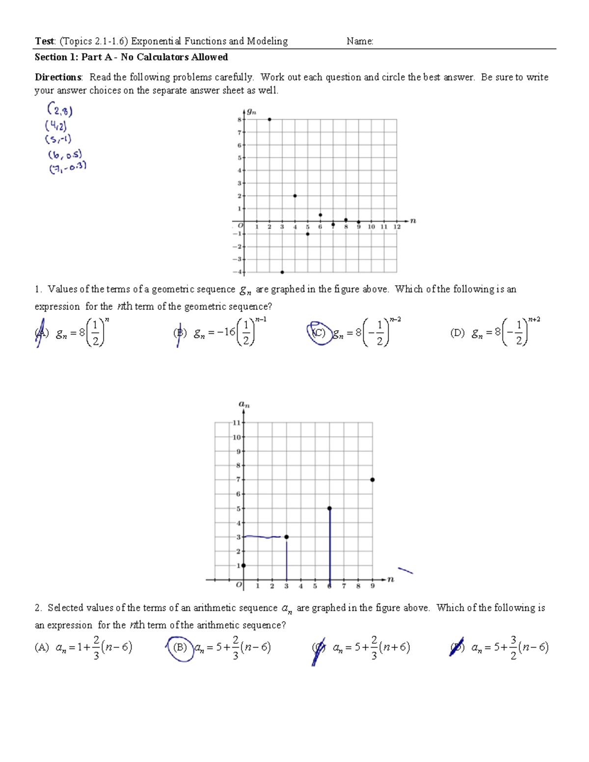 Test 754400758: Exponential Functions & Models - Section 1 & 2 - Studocu
