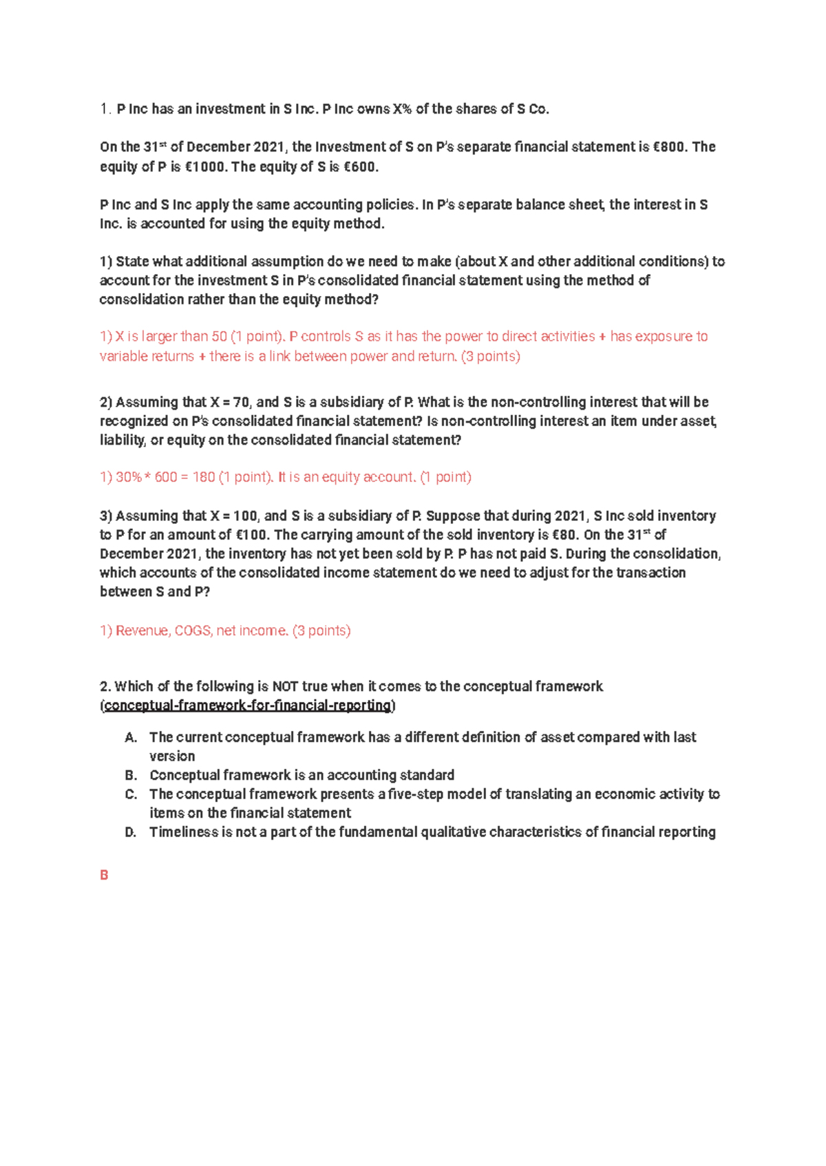 FA Exam 2023 - Consolidation and Revenue Recognition Insights - Studeersnel