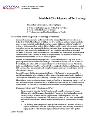 Module 1 - Science, Technology, and Society - [Science Technology and ...