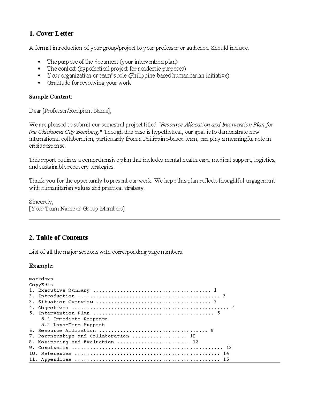 COVER LETTER, SUMMARY, APPENDICES - 1. Cover Letter A formal ...