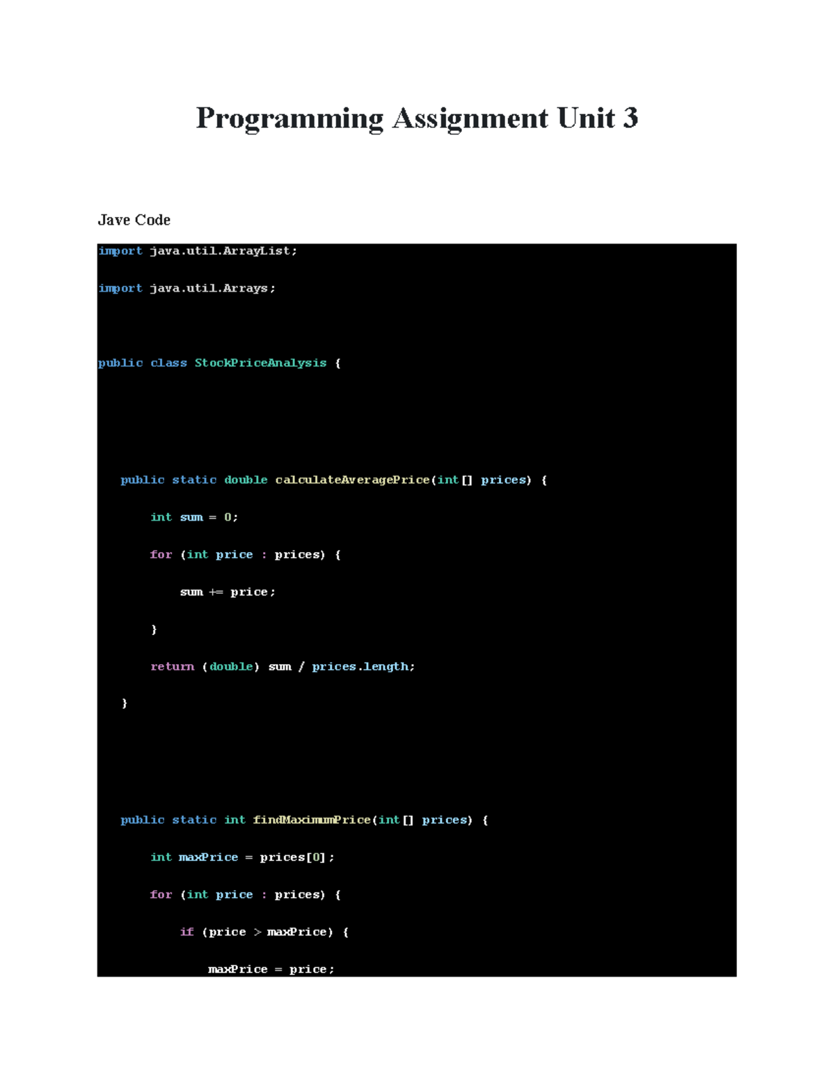 Untitled document - Programming Assignment Unit 4 - Programming ...
