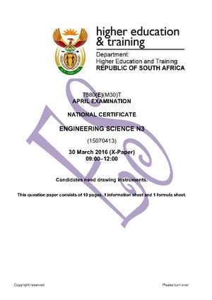 FREE Engineering Science N2 Previous Papers Memos - Website ...