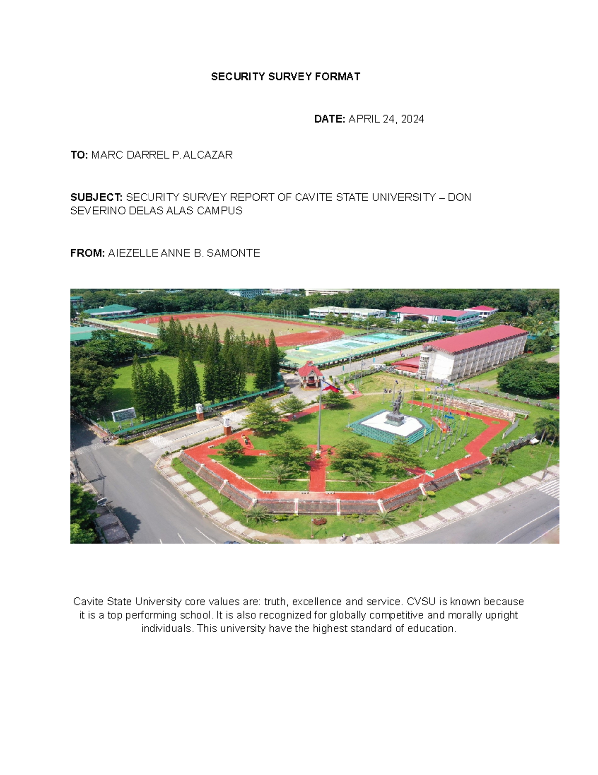 Security Survey Report: Assessment and Recommendations for Cavite State ...