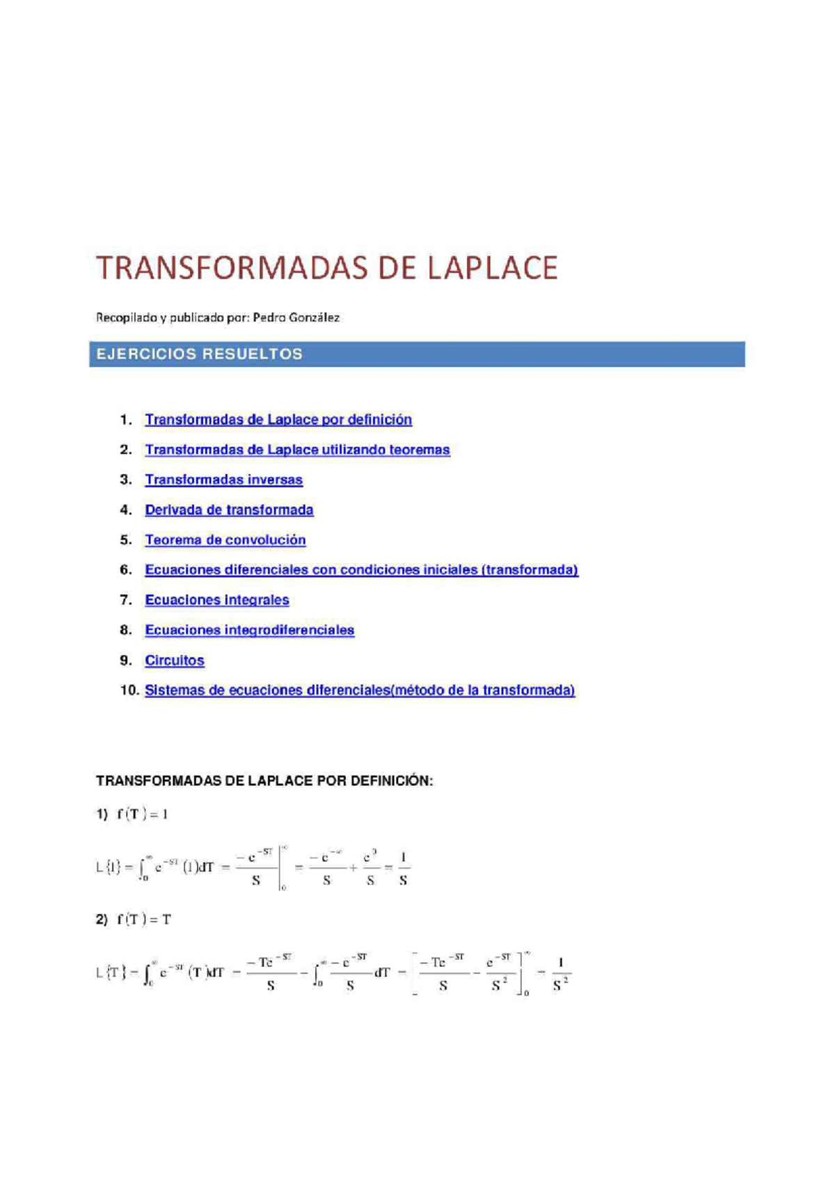 Ejercicios Resueltos de Laplace Nro 2 - Transformadas y Ecuaciones ...