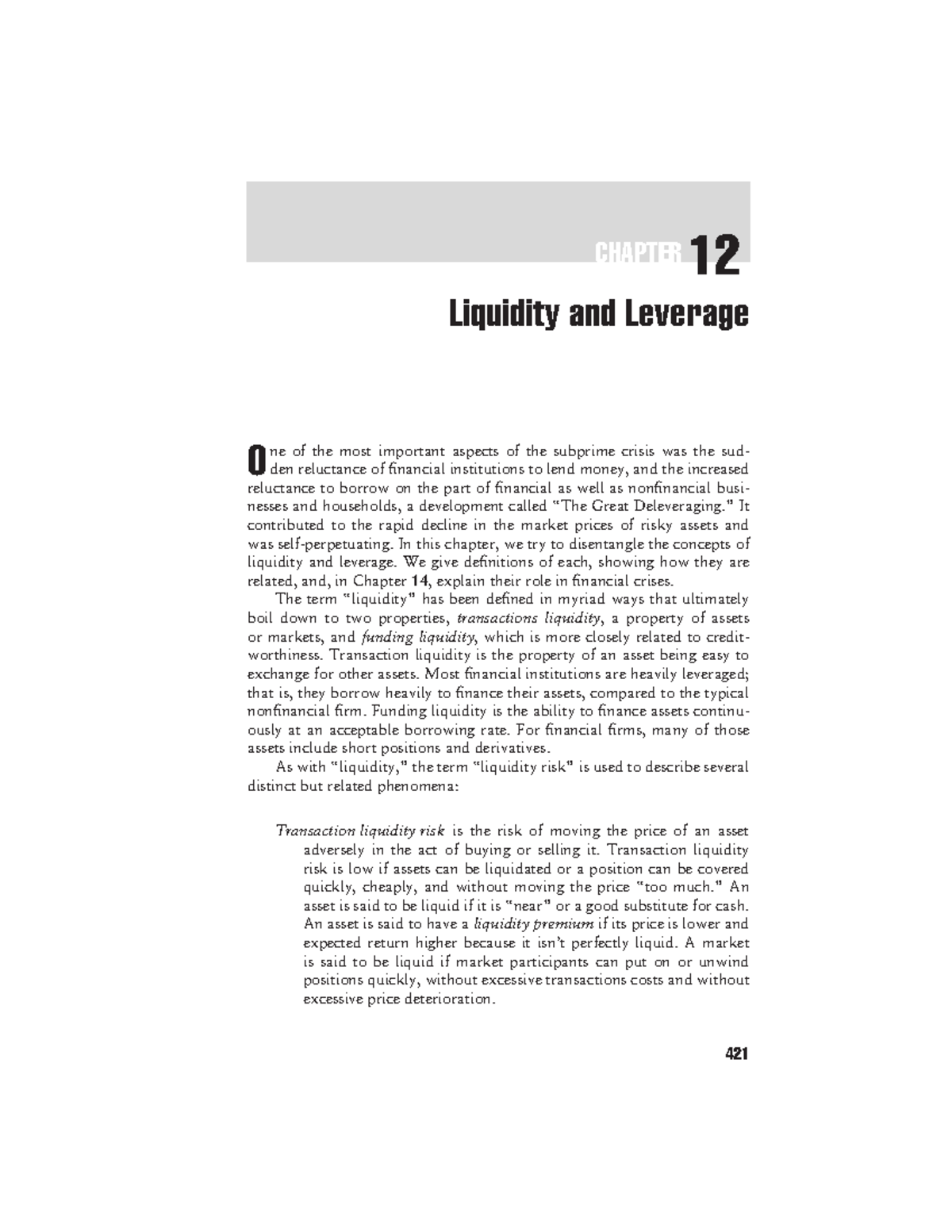 Liquidity and Leverage: Chapter 12 Overview - Studocu