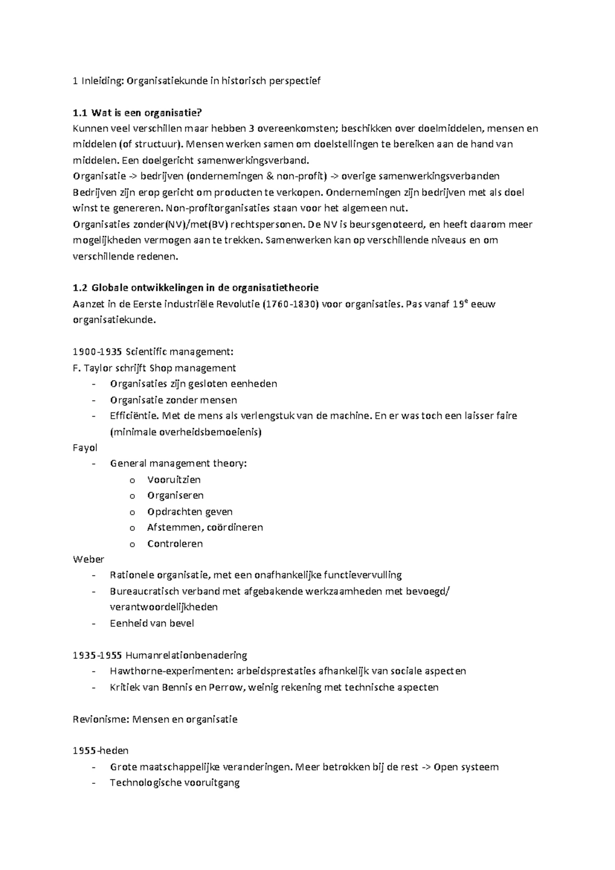 Samenvatting Organisatiekunde - Hoofdstukken 1-2-5 (s) - Studeersnel