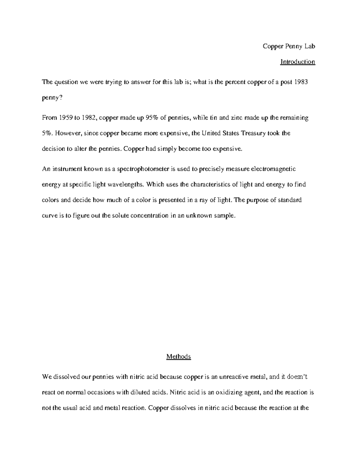 Copper Penny Lab - Krista Nishida - Copper Penny Lab Introduction The ...