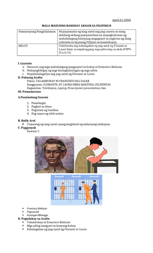 Detailed LP - Lesson Plan Grade-8 Filipino - April 2024 MALA-MASUSING ...