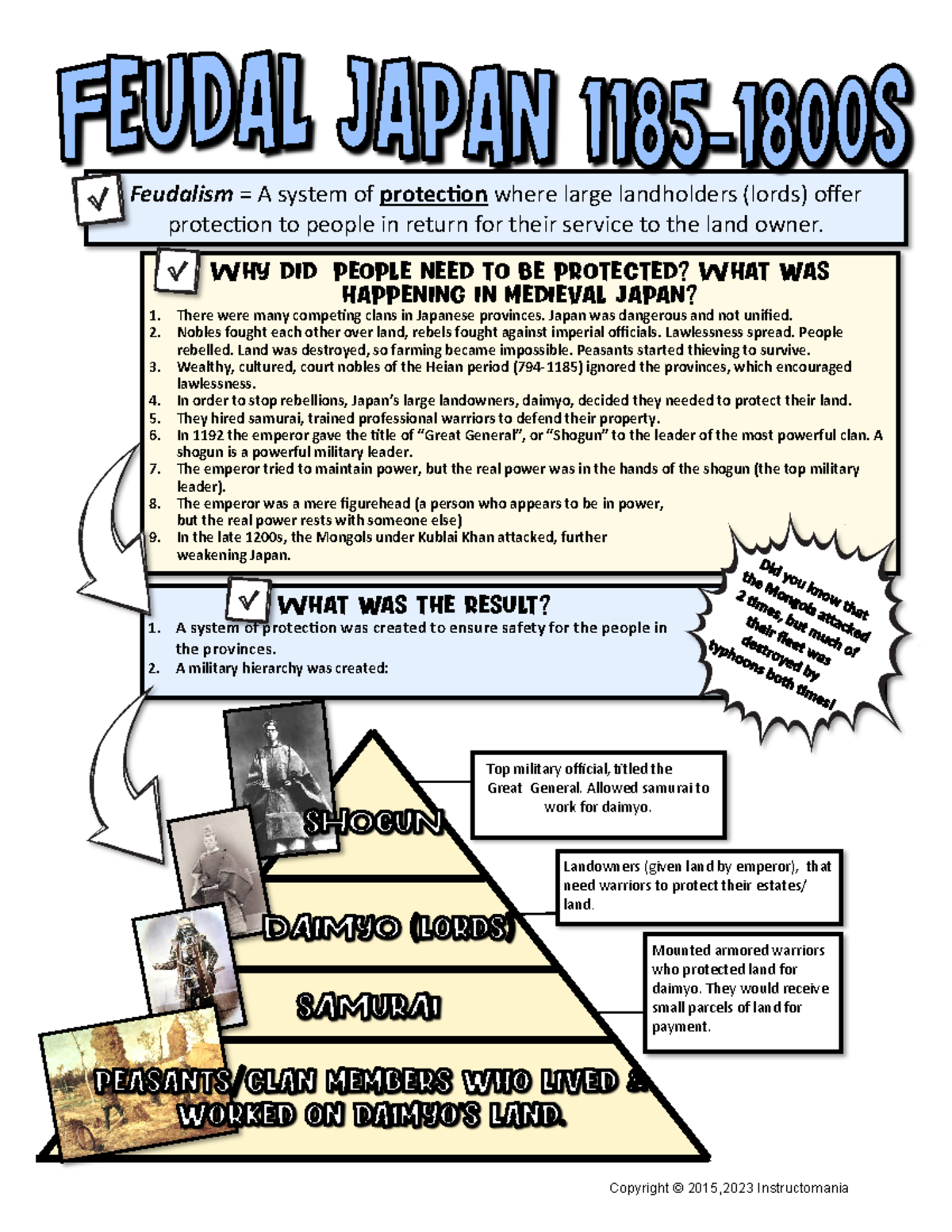 Feudal Japan Notes and GO e23 - Feudalism = A system of protection ...