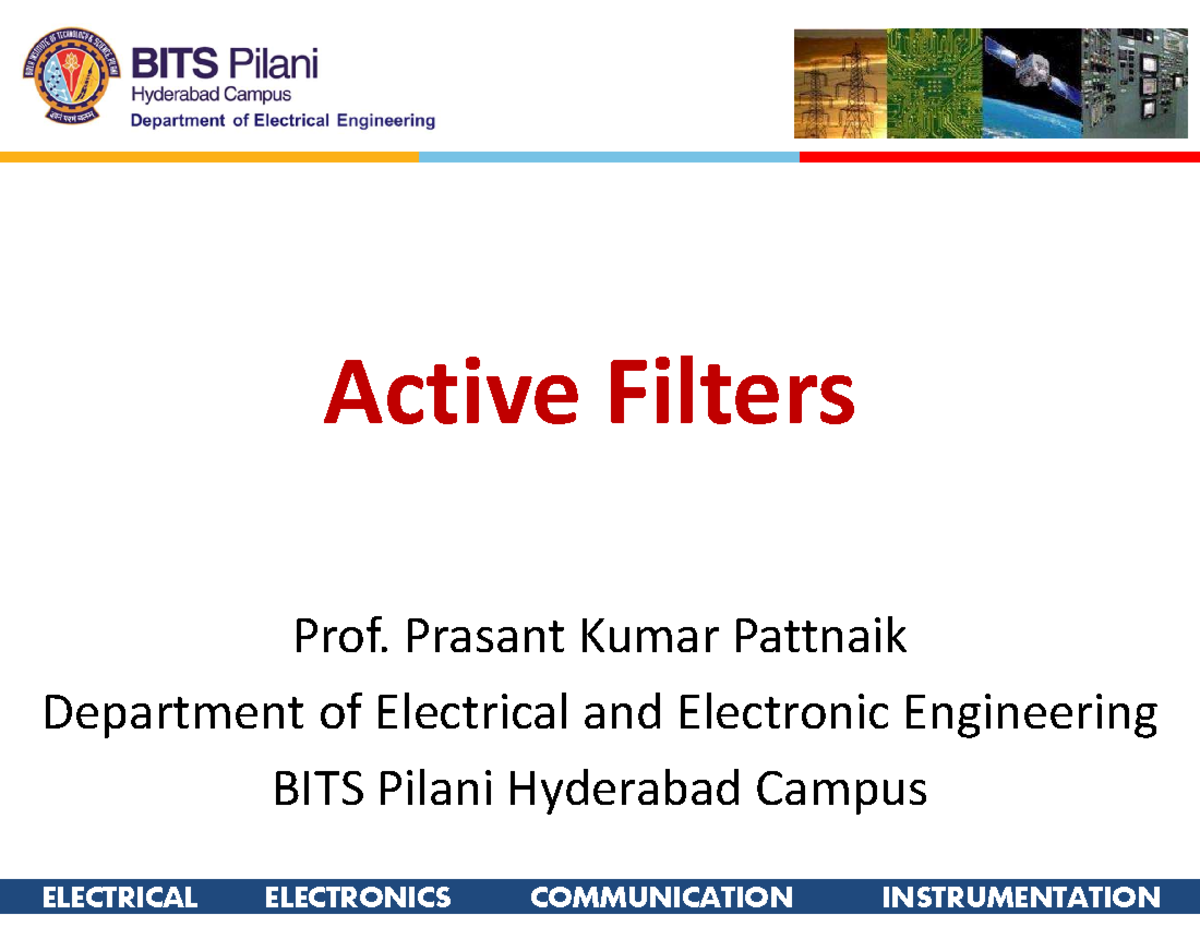 Lec-19-22: Active Filters Overview and Basic Theory Notes - Studocu