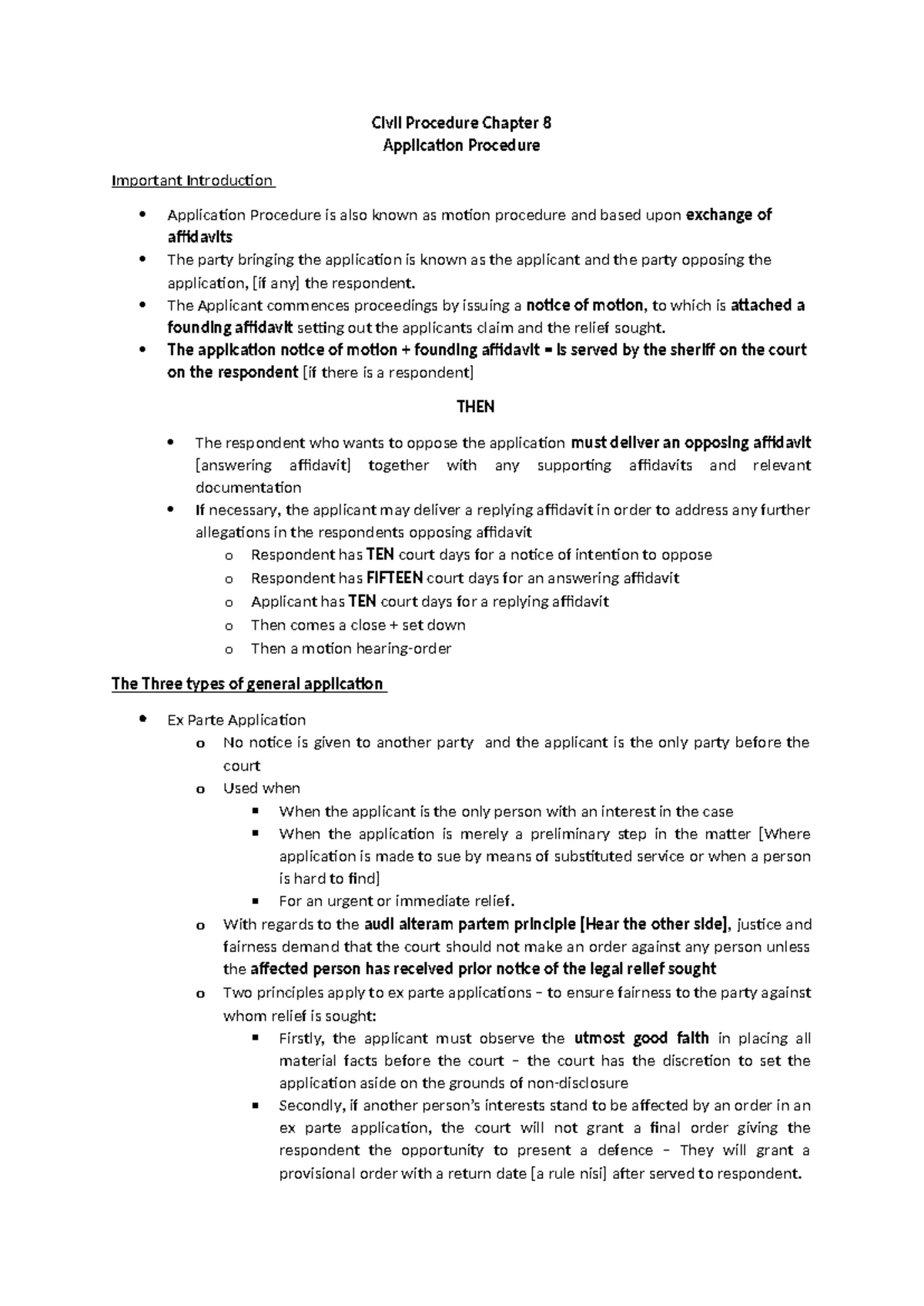 Civil Procedure Final - notes - CHAPTER 16: THE PLEA AND SPECIAL PLEA ...