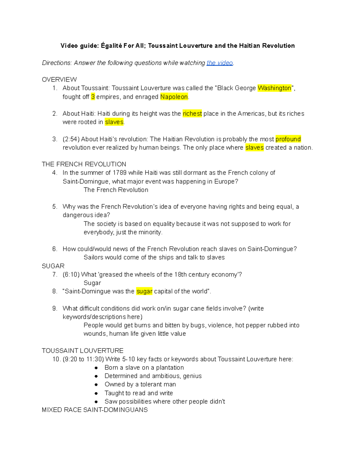 Égalité For All: Video Guide on Toussaint Louverture & Haiti Revolution ...