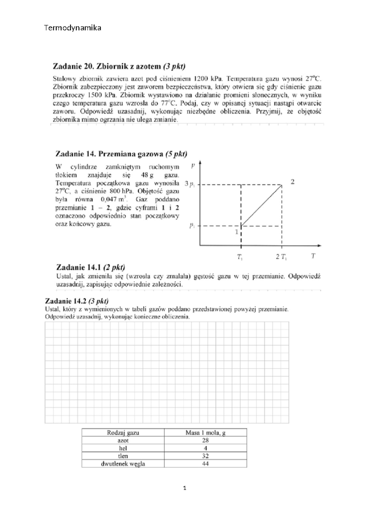 Termodynamika-zadania-maturalne - Fizyka - Zakres rozszerzony - Studocu