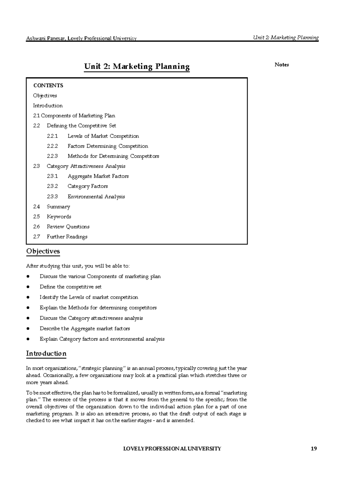Product AND Brand Management chapter 2 - Unit 2: Marketing Planning ...