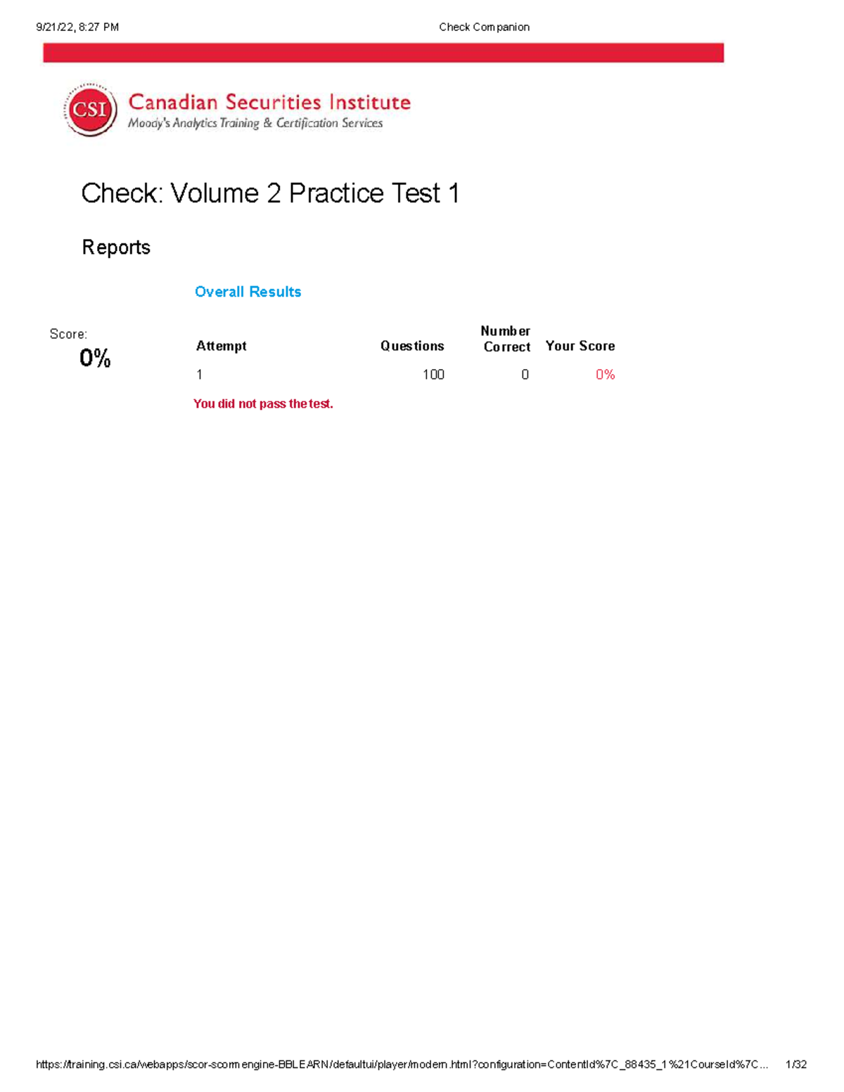 CSC Check – Volume 2 – Practice Test 1 Results and Analysis - Studocu