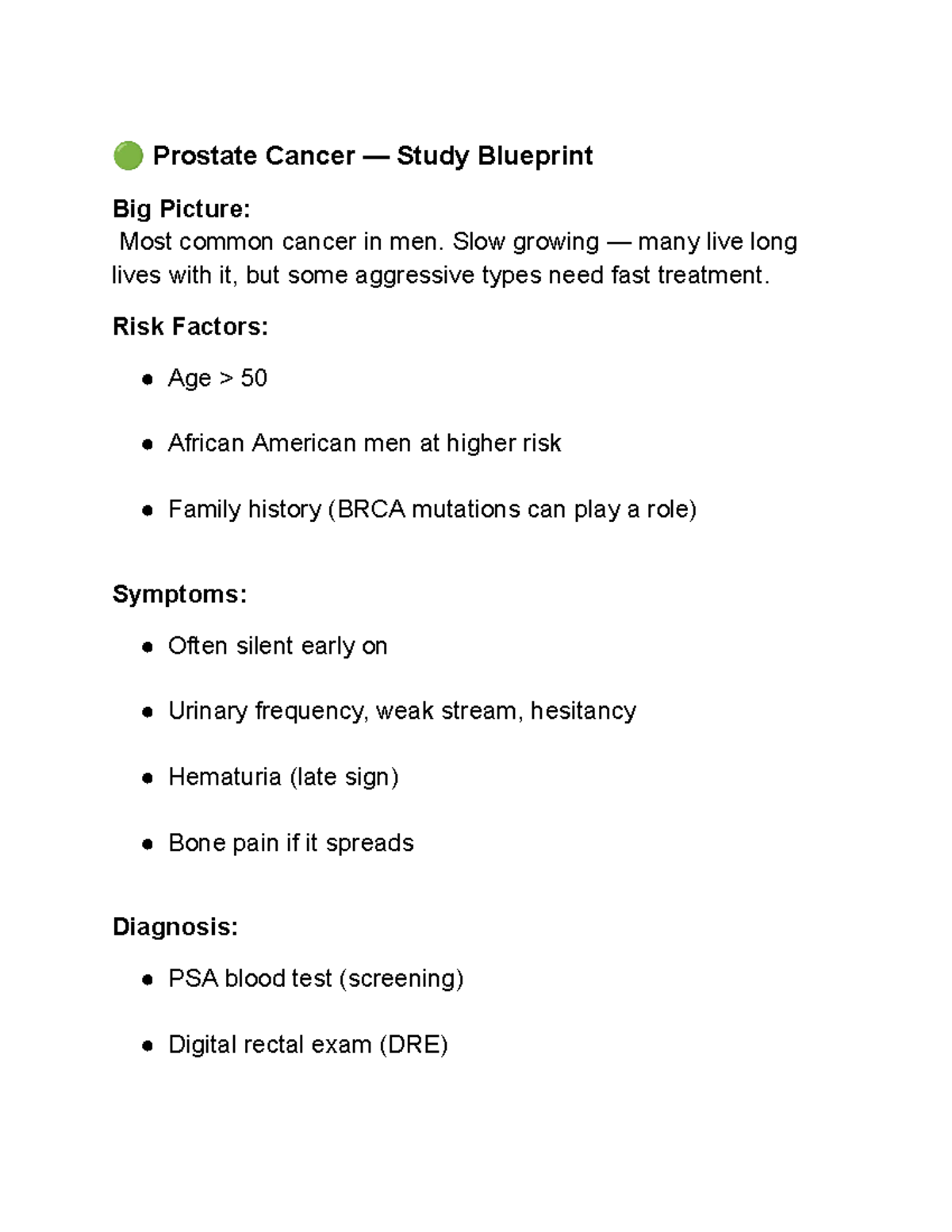 🟢 Prostate Cancer — Study Blueprint - 🟢 Prostate Cancer — Study ...