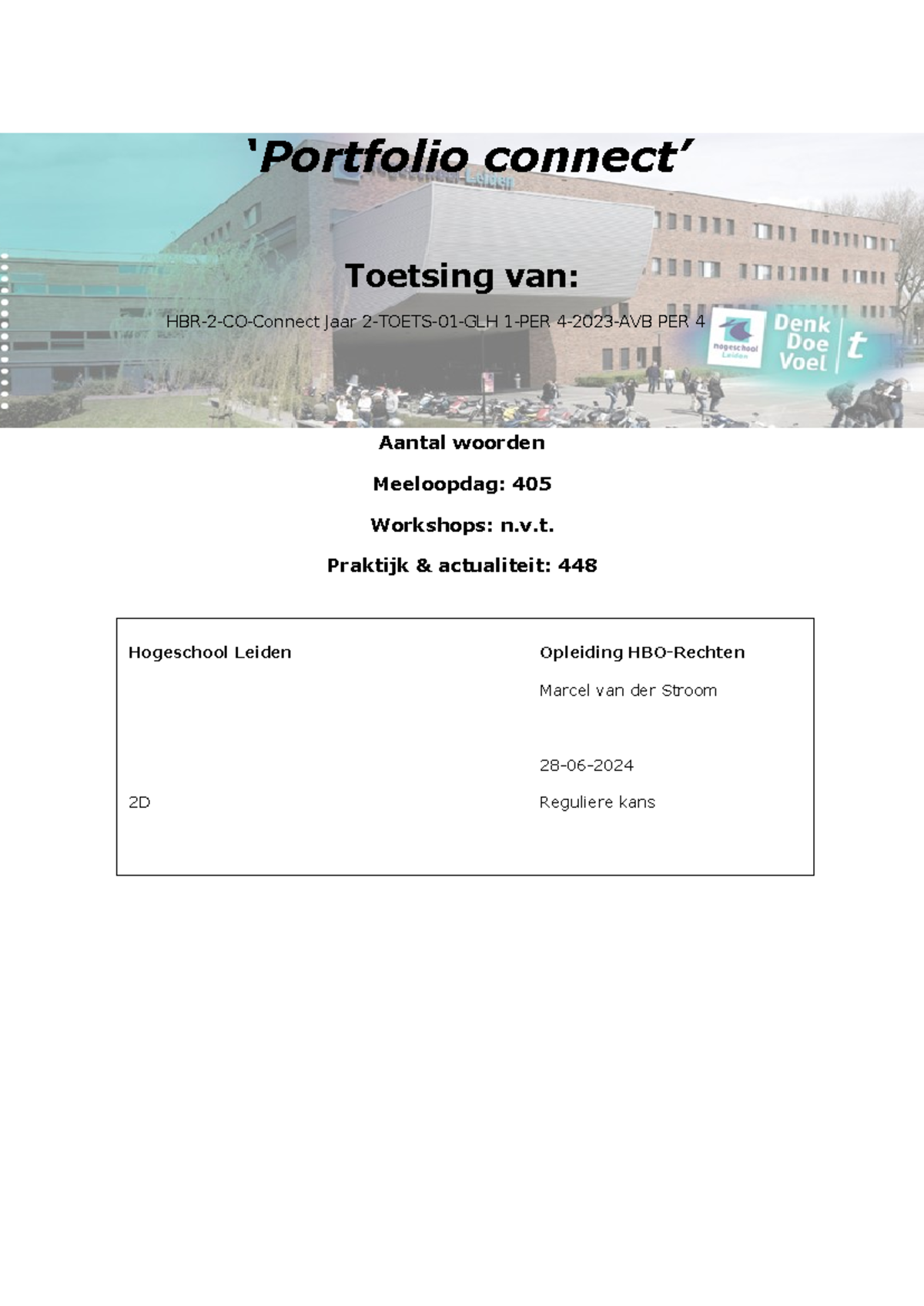 HBR-2-CO Final Portfolio Connect for Year 2 Assessment 2023 - Studeersnel