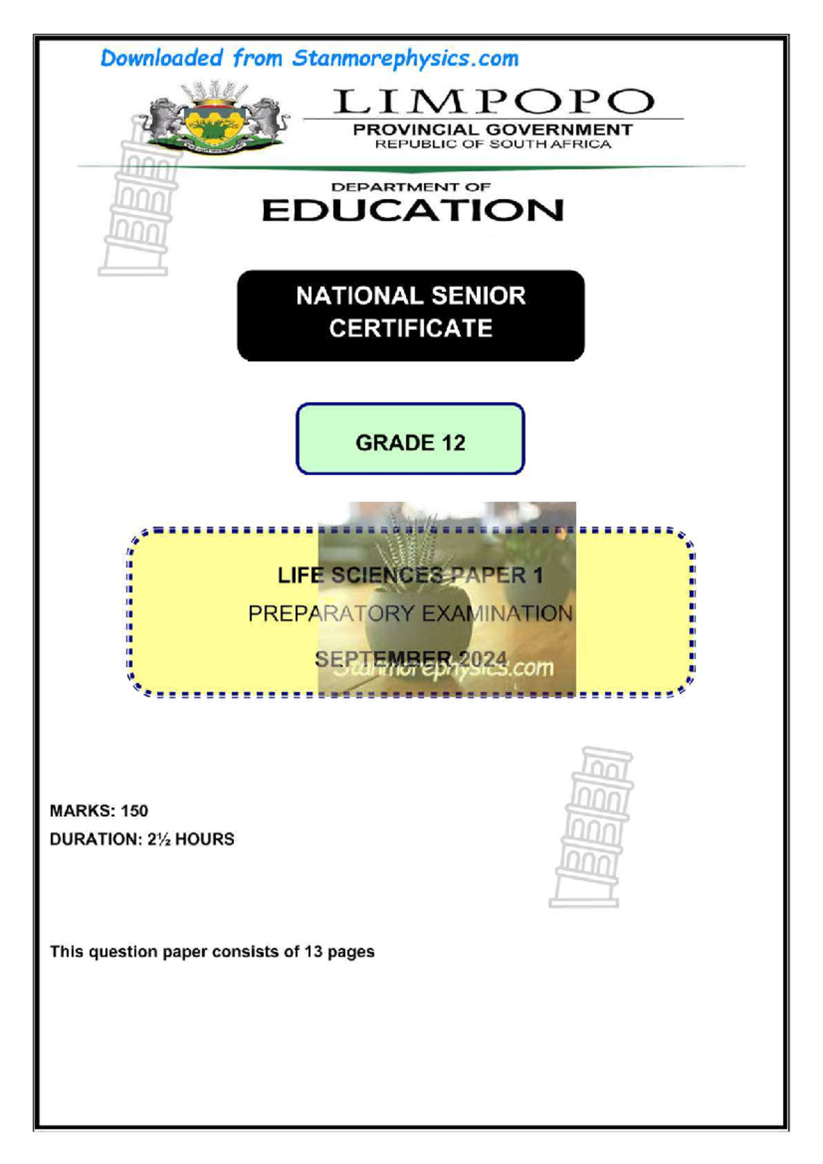 LP-LIFE-SCIENCES-GRADE-12-September-2024-Paper-1-and-Memo - Studocu
