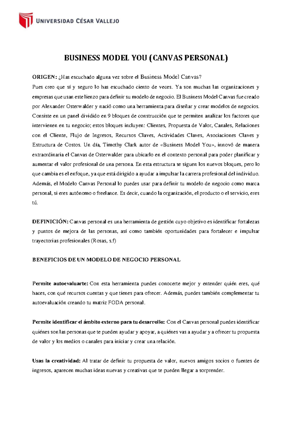 Sesion 7 - Modelo de Negocio Personal: Business Model YOU Canvas - Studocu