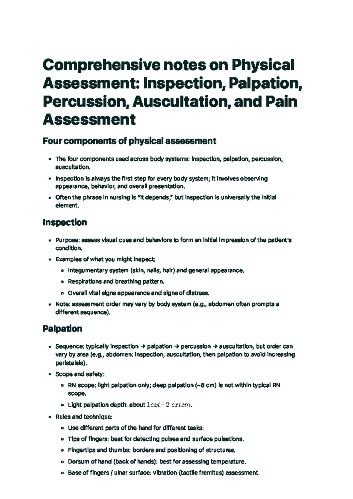 Physical Assessment Techniques: Inspection, Palpation, Percussion ...