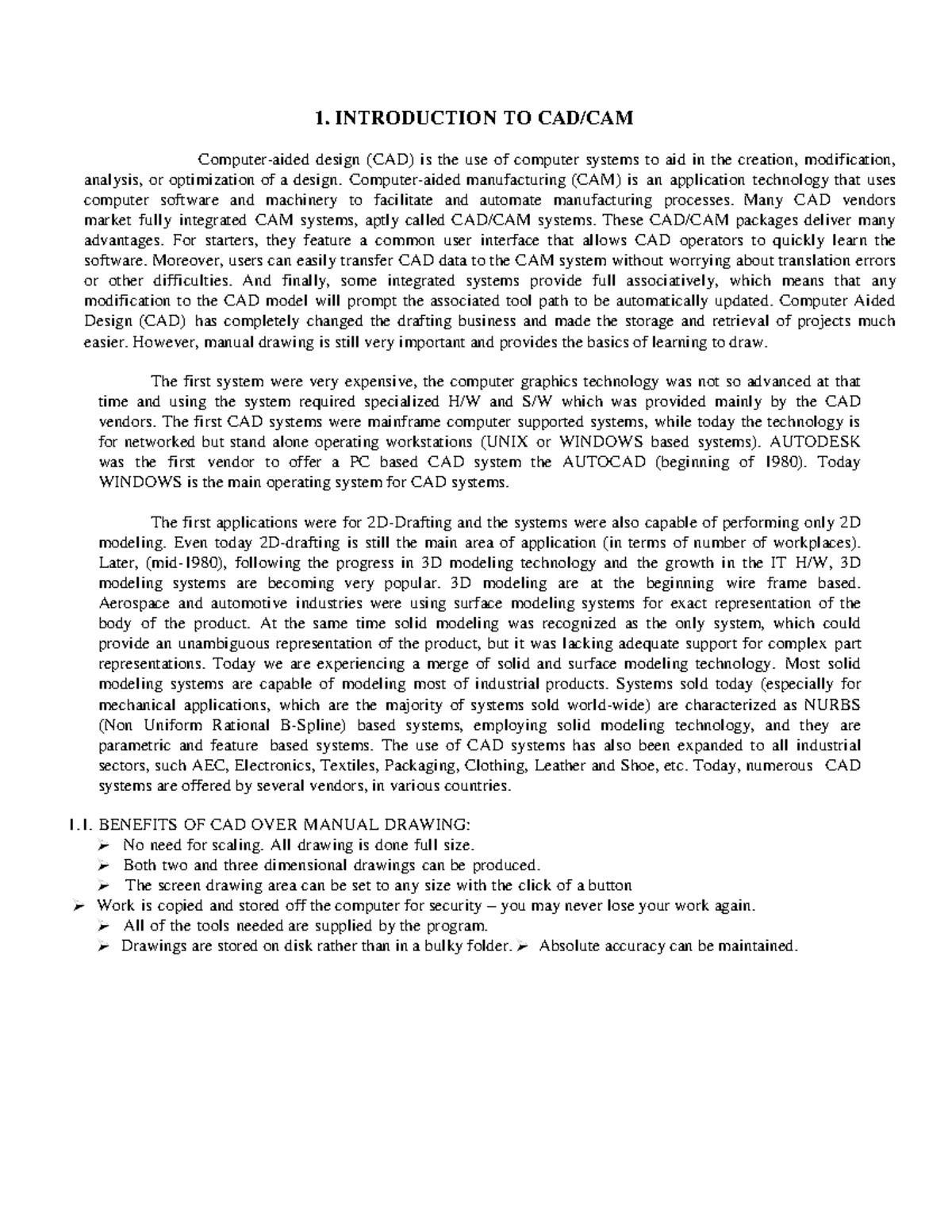 CAD CAM Study Material: An Overview of Design and Manufacturing - Studocu