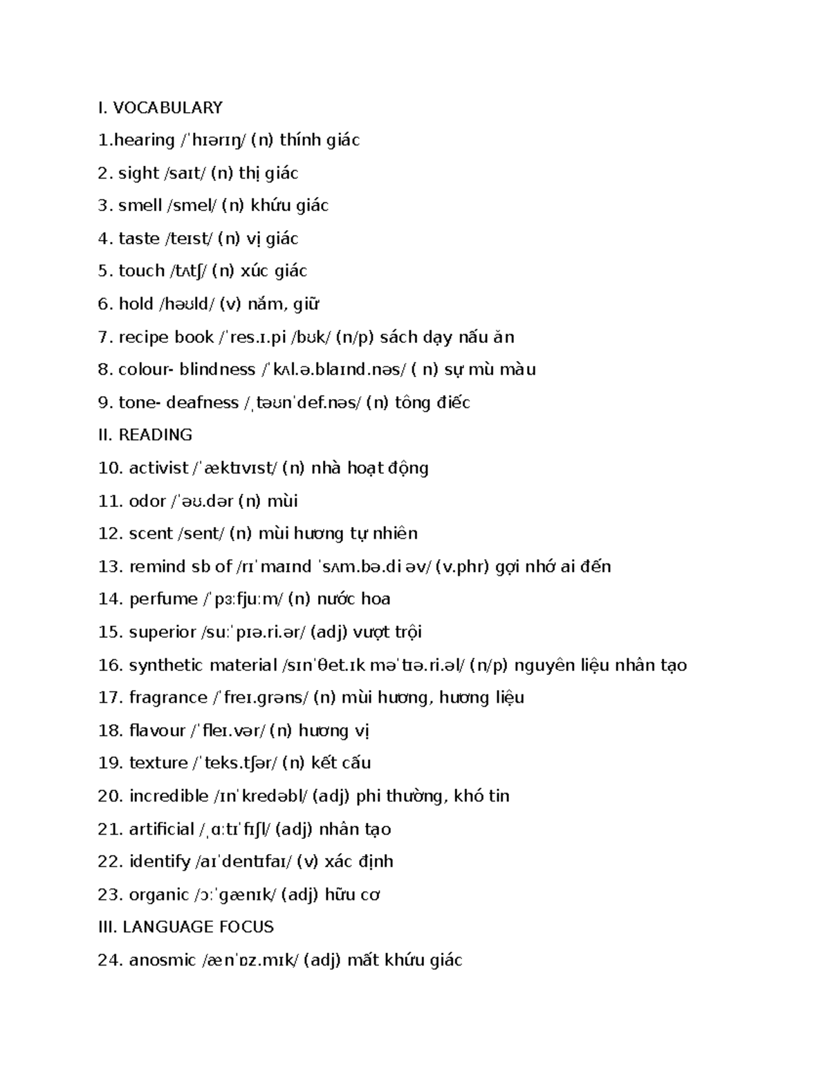 Unit 2 Vocabulary and Language Focus Notes - FRFDDs - Studocu