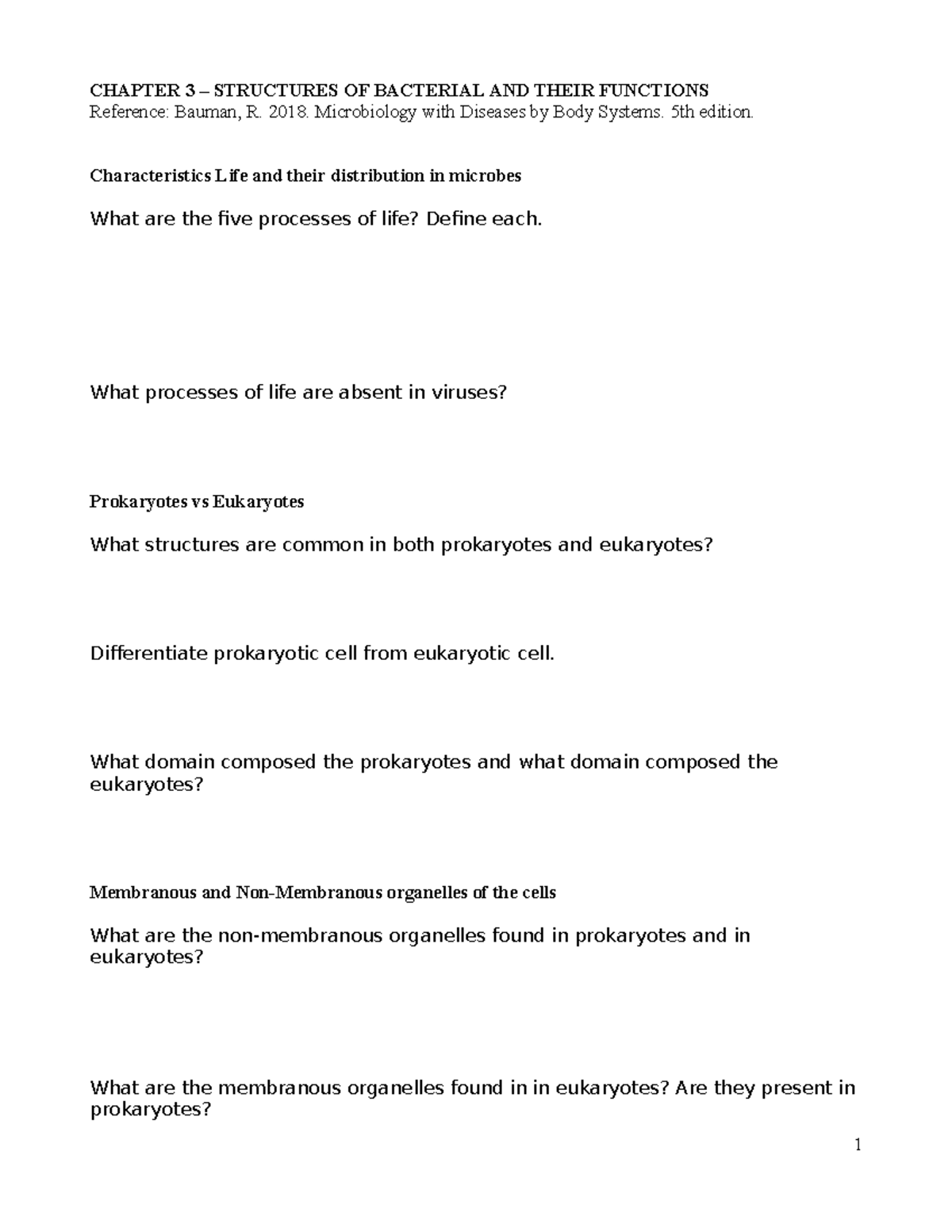 Microbiology 101: CHAPTER 3 - Structures of Bacteria & Functions ...