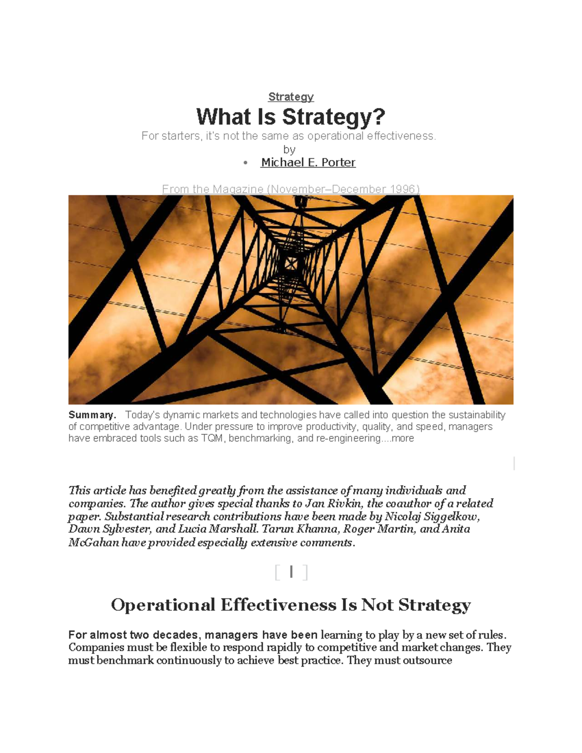 Understanding Competitive Advantage: Strategy vs. Operational ...