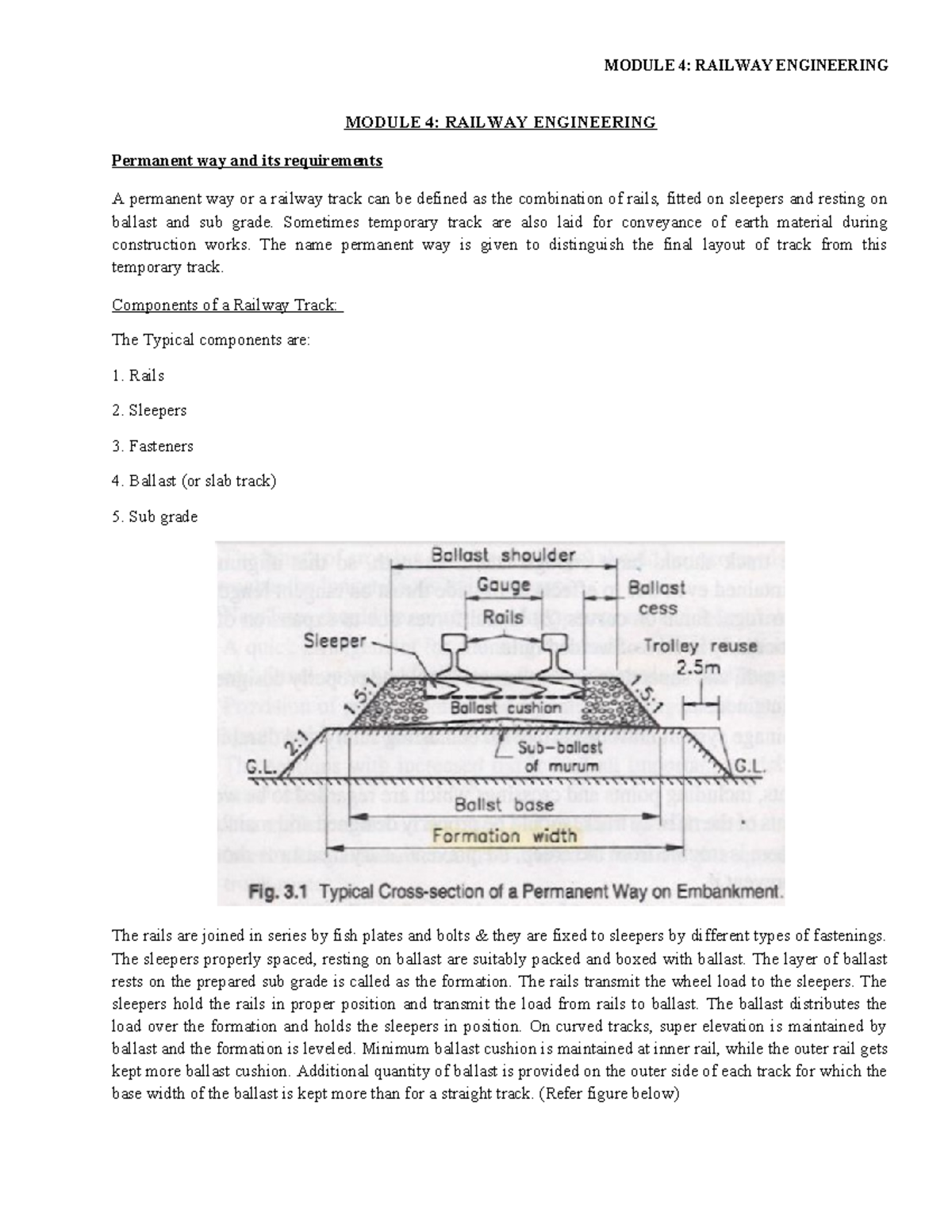 Module 4: TE Notes on Railway Engineering and Permanent Way ...