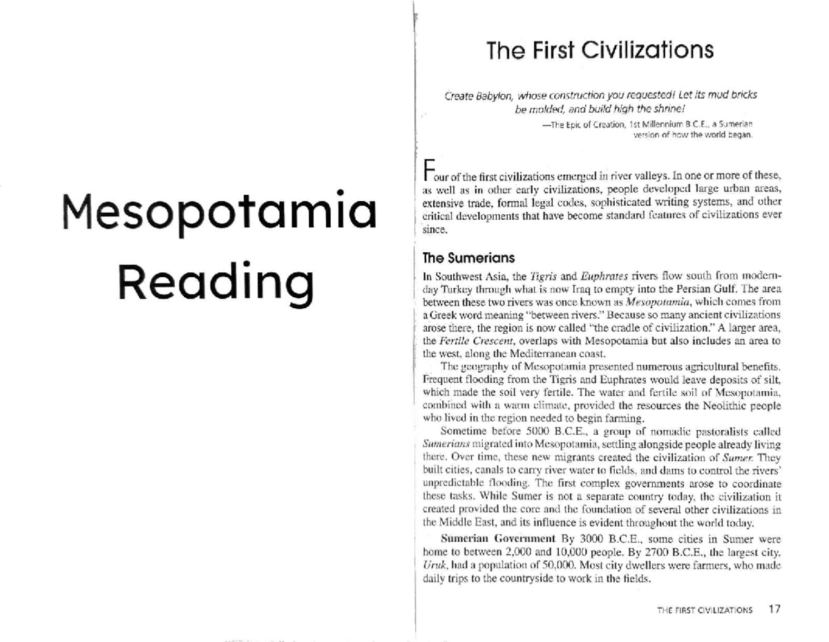 "Exploring the First Civilizations: Sumer and Mesopotamia - HIST 101 ...