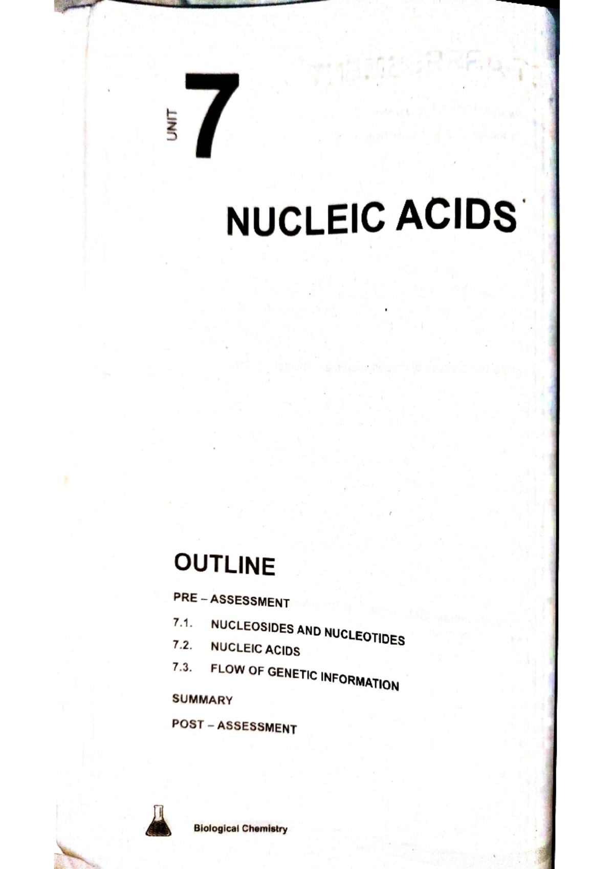 FATE UNIT 7: NUCLEIC ACIDS - OUTLINE & ASSESSMENT NOTES - Studocu