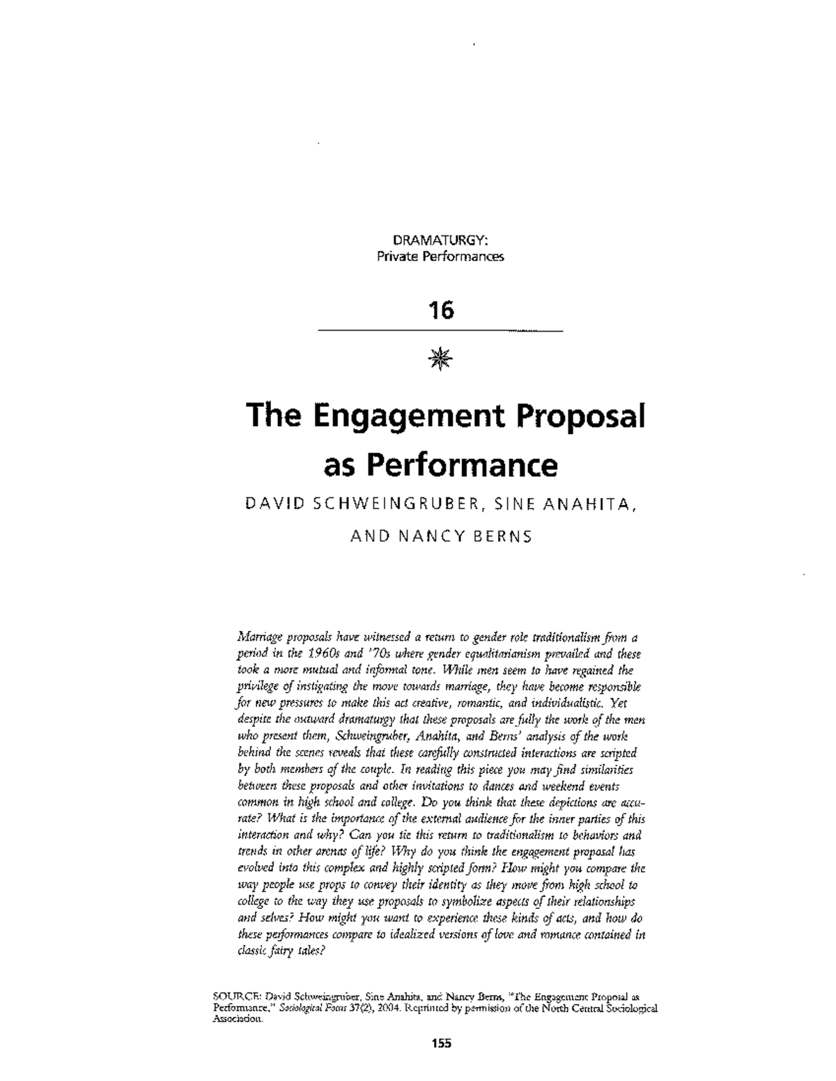 ENG 202: The Engagement Proposal as Performance Analysis - Studocu