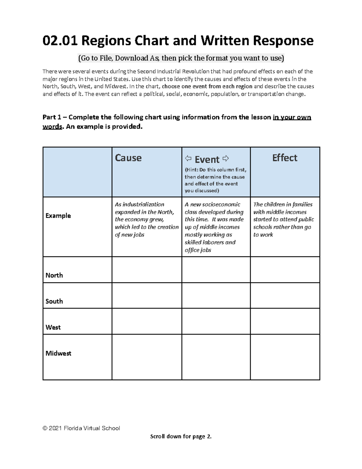 Copy of V21 2.01 Assignment Template - 02 Regions Chart and Written Response (Go to File ...