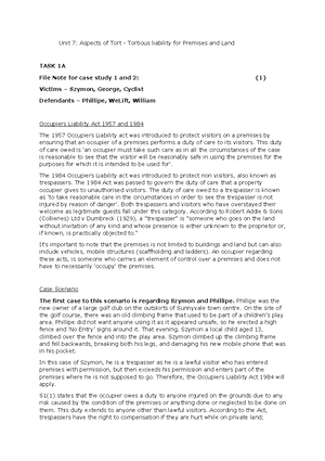 Unit 2 P1 - BTEC Applied Law - A: Research and select a statute then ...