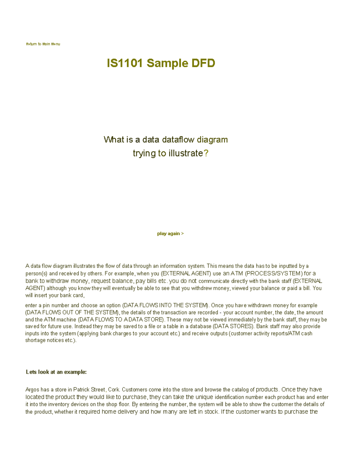 IS1101 Sample DFD: Understanding Data Flow Diagrams in Systems - Studocu