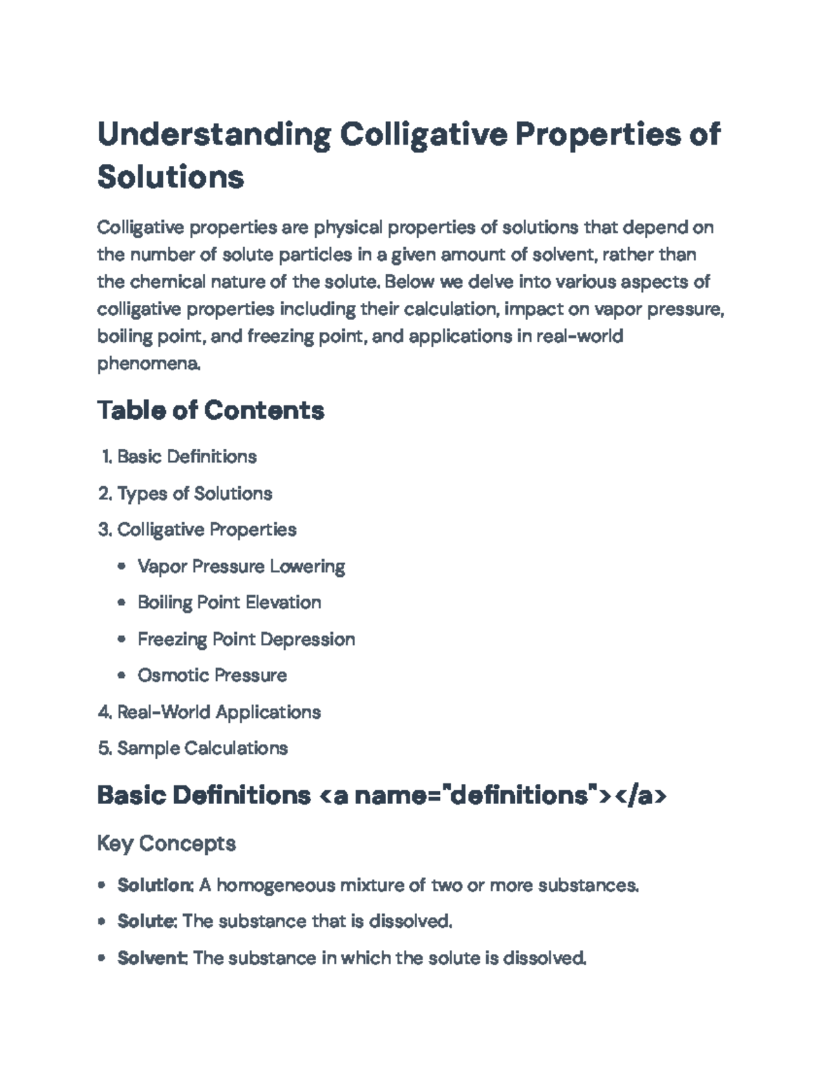 Understanding Colligative Properties of Solutions - Course Notes ...
