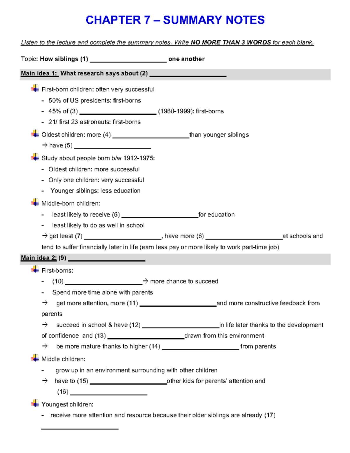 Chapter 07 - Summary notes - CHAPTER 7 – SUMMARY NOTES Listen to the ...