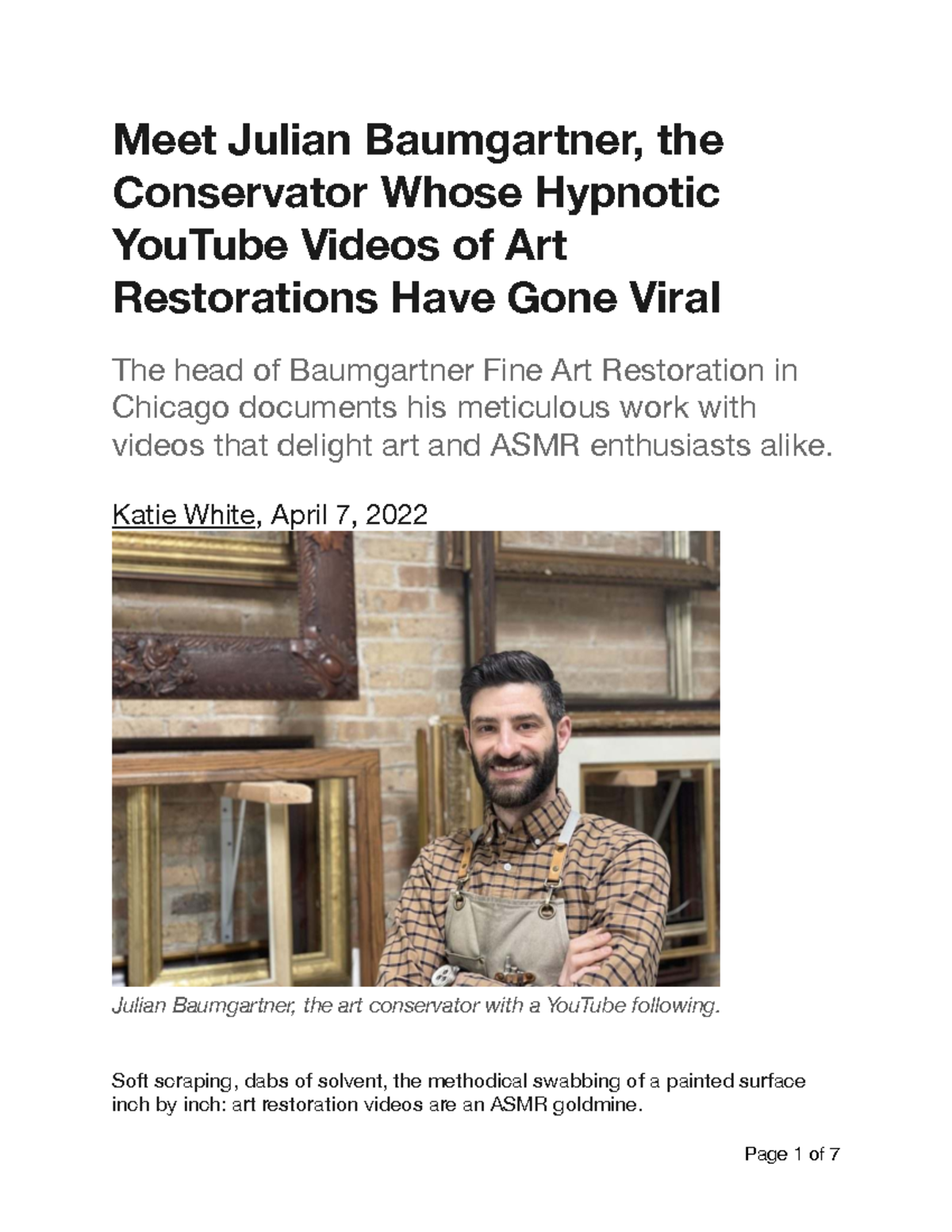 Art Restoration Insights: Behind Julian Baumgartner's Viral YouTube ...