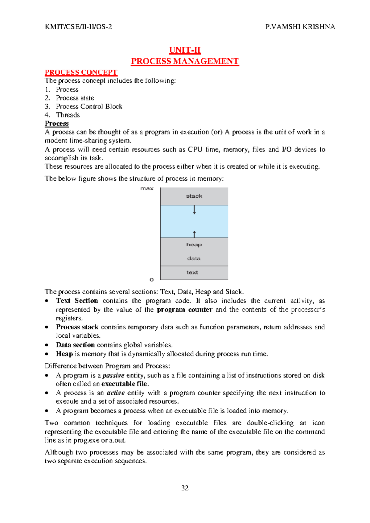 OS Unit-2 - Lecture notes 2 - UNIT-II PROCESS MANAGEMENT PROCESS ...