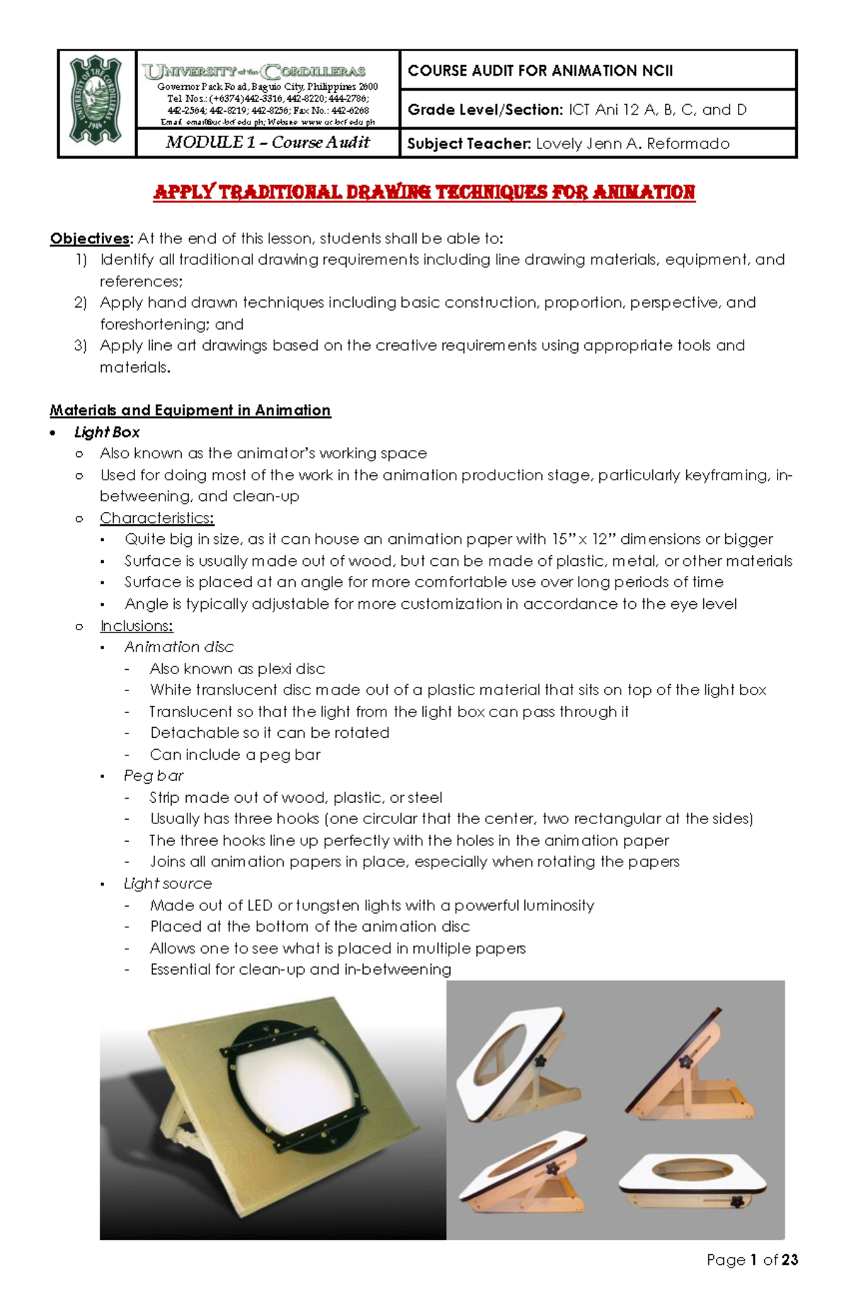 ICT Ani 12: Traditional Drawing Techniques for Animation Module 1 - Studocu