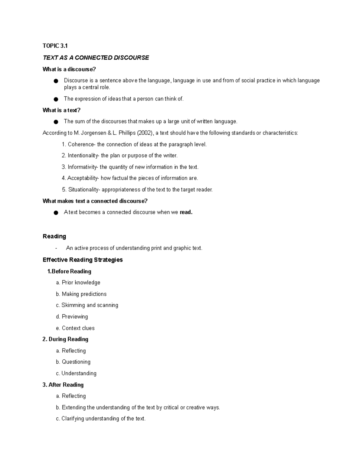 L1 TEXT AND Discourse - Lessons - TOPIC 3. TEXT AS A CONNECTED ...