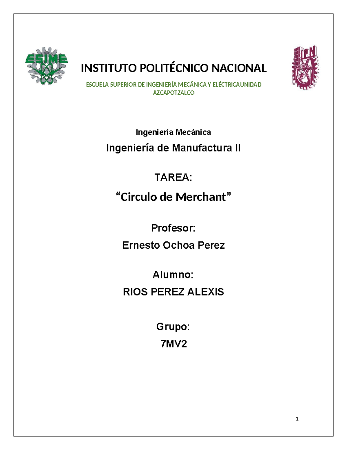 TAREA: Análisis del Círculo de Merchant en Ingeniería de Manufactura II ...