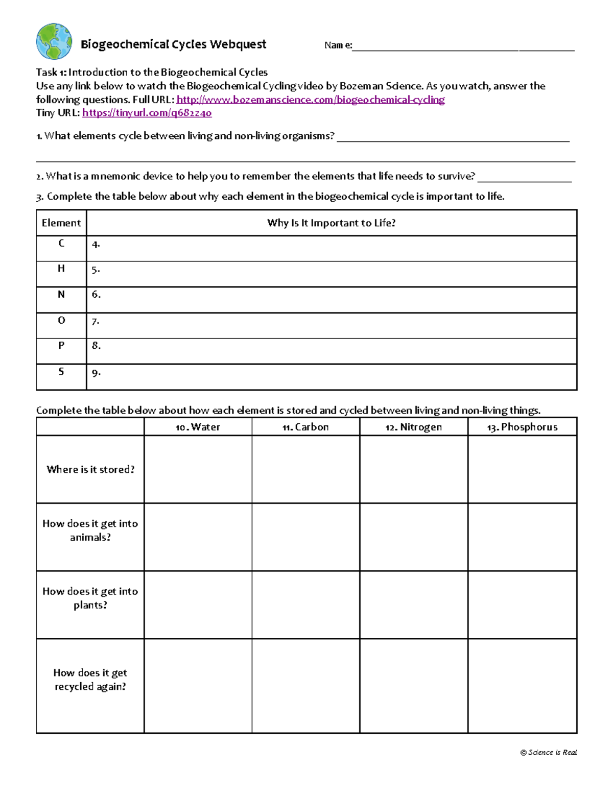 Biogeochemical Cycles Webquest Handout 2022 - Study Guide PDF - Studocu