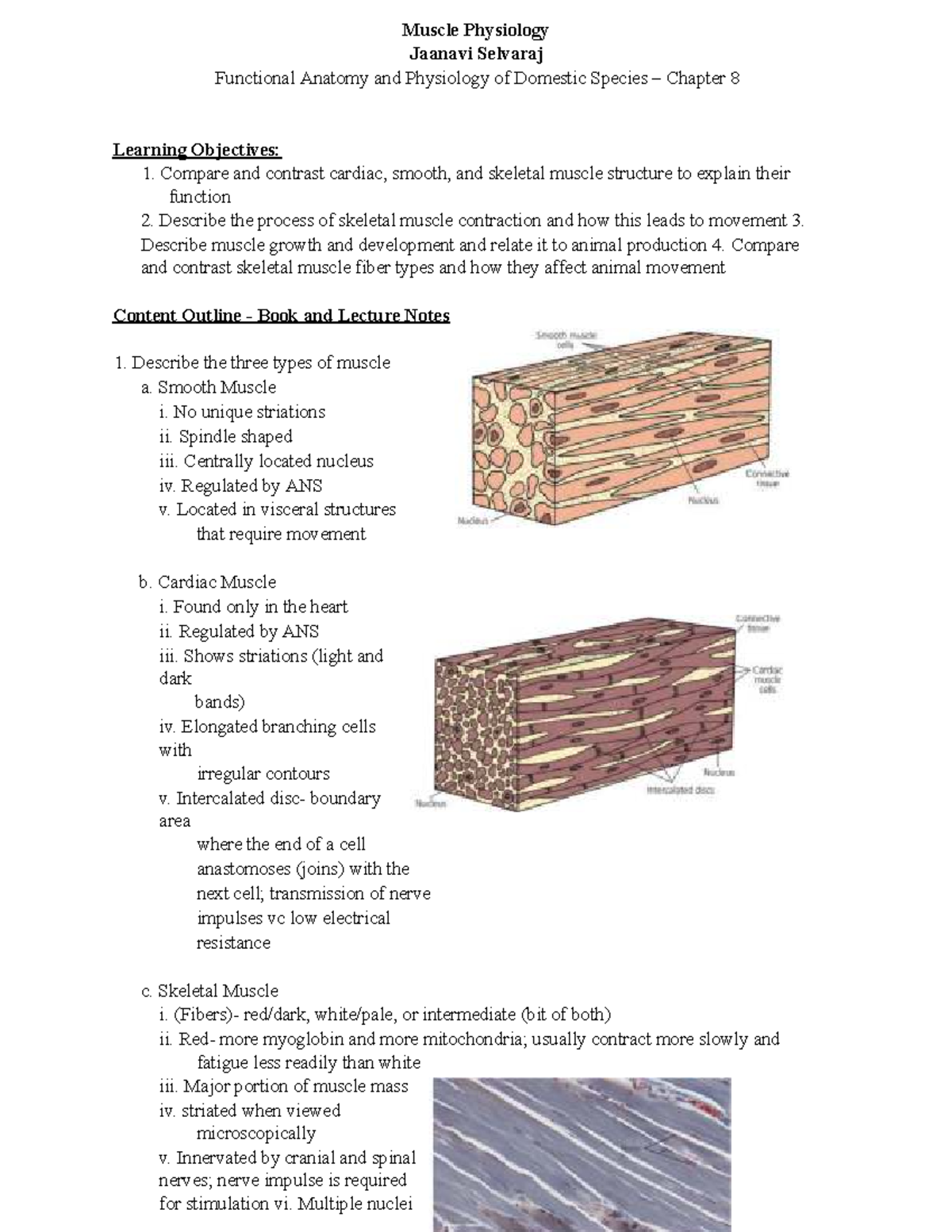 Muscle Physiology - Chapter 8 Lecture Notes for ANS 301 - Muscle ...