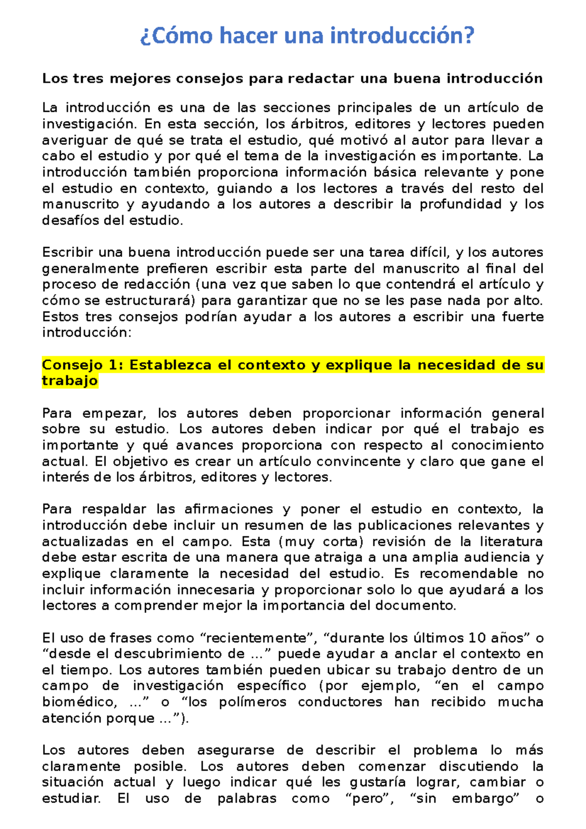 Como hacer una introducción - Los tres mejores consejos para redactar ...