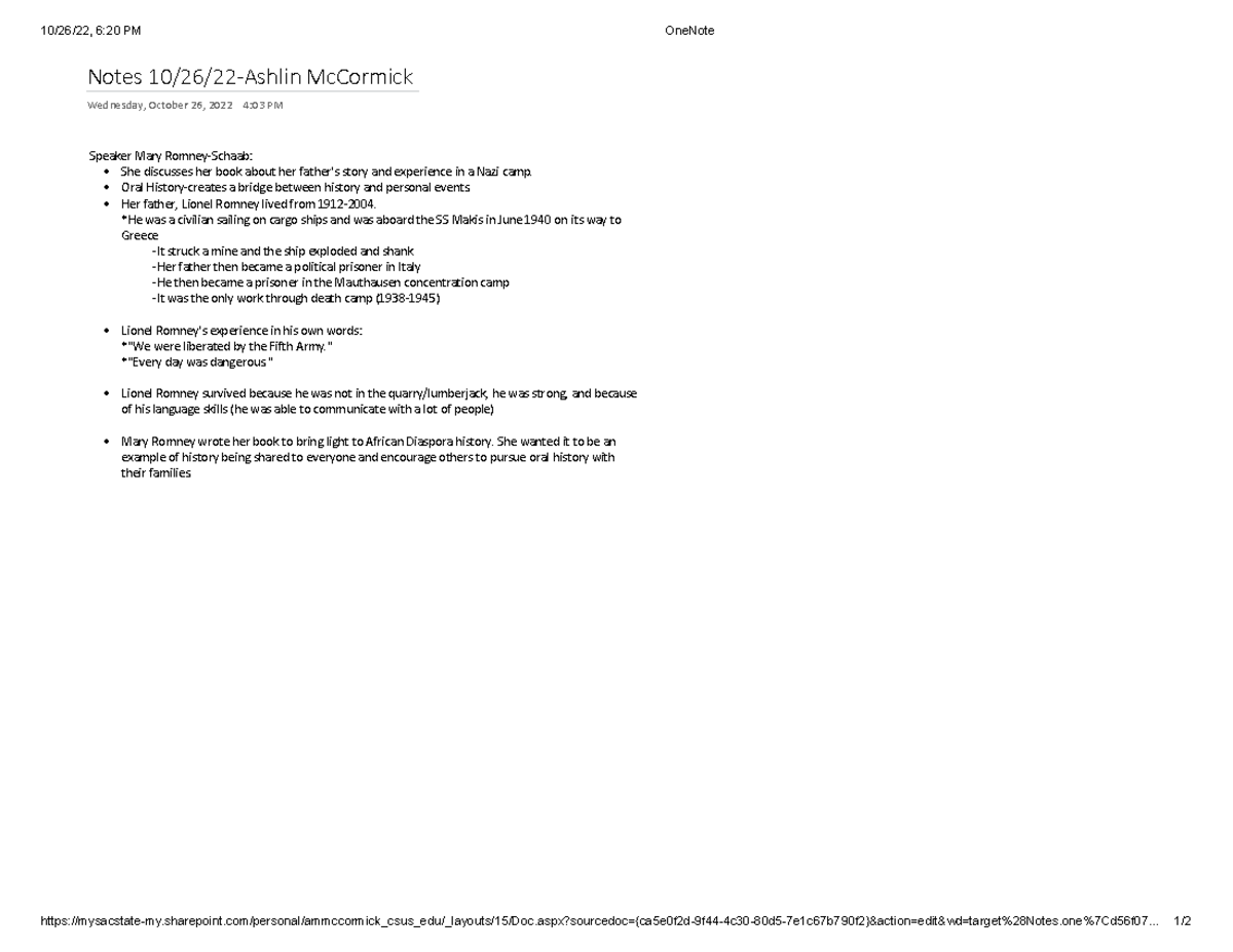 ETHN 11-10 10-26-22 - Class Notes. Professor Yonemura - 10/26/22, 6:20 ...