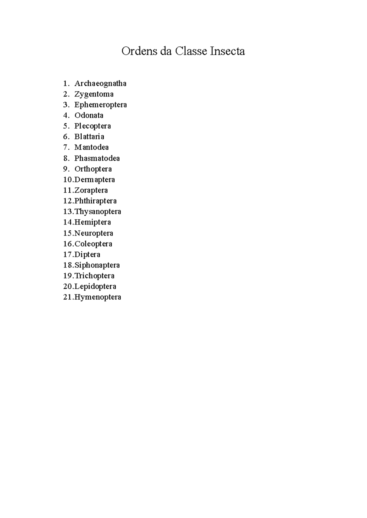 Ordens dos Insetos da Classe Insecta: Características e Classificações ...