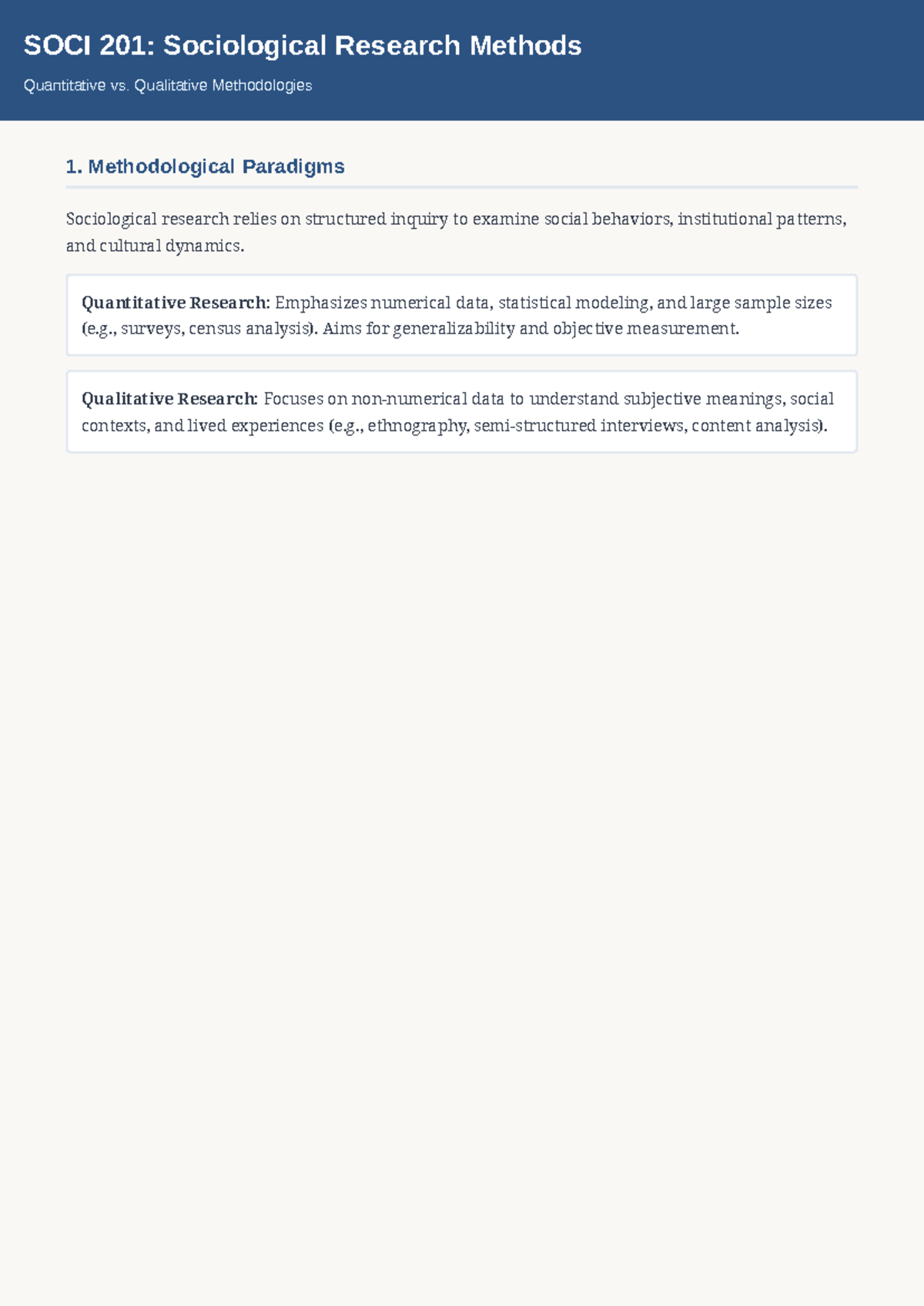 Study files v6 SOCI201 Research Methods Notes - SOCI 201: Sociological ...